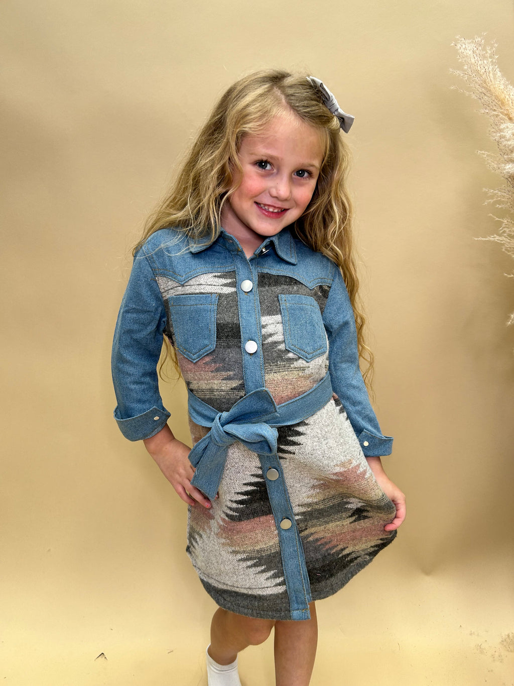 The Aztec Denim Dress – Hawk Western Wear