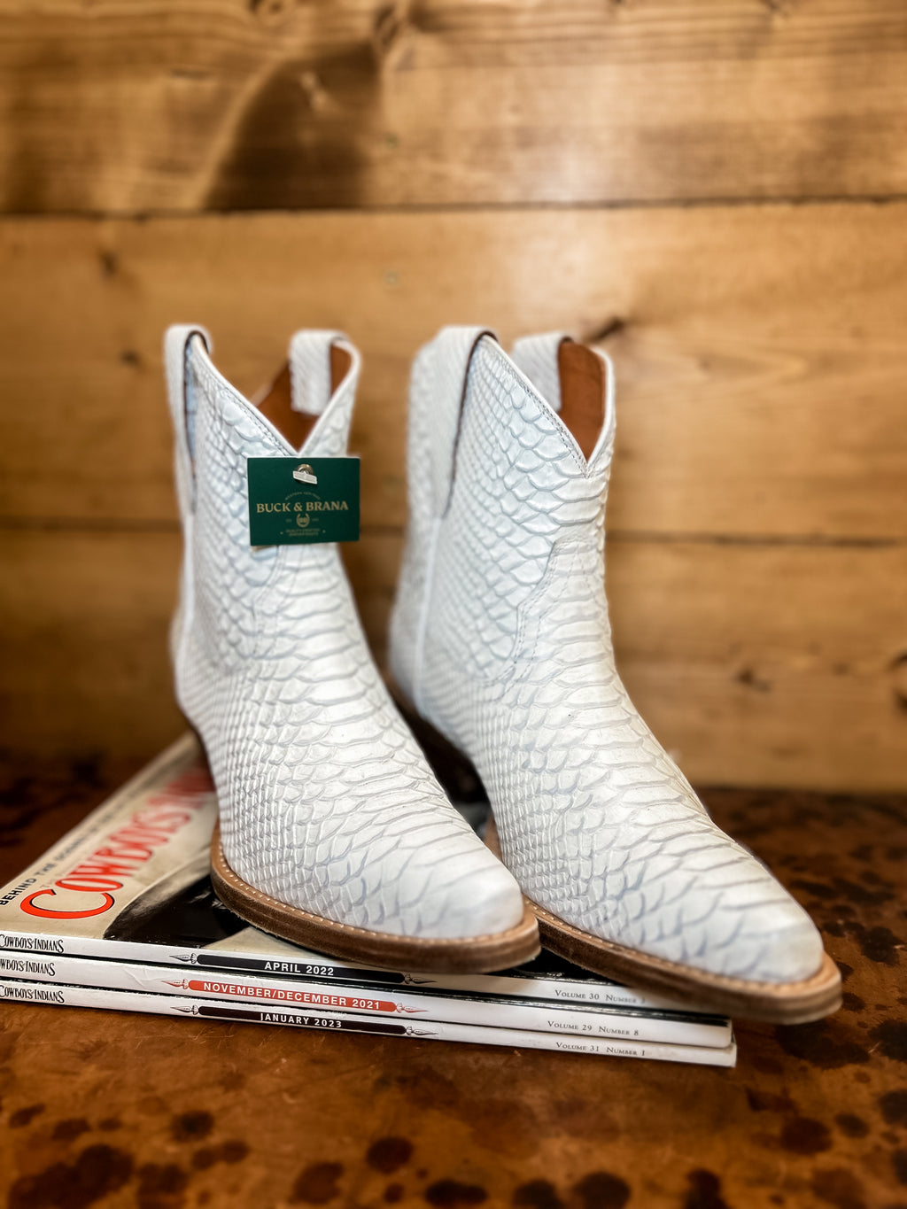 The Austin Python Bootie {White} – Hawk Western Wear